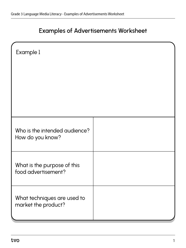 Grade 3 Advertisement Analysis Worksheet | PDF