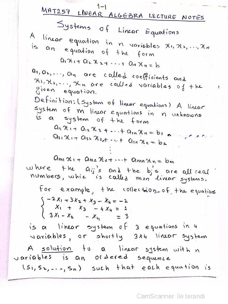 System of Linear Equations. | PDF