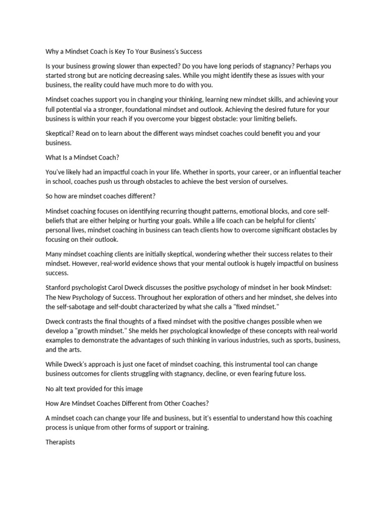 Mindset Coaching | PDF | Mindset | Fear