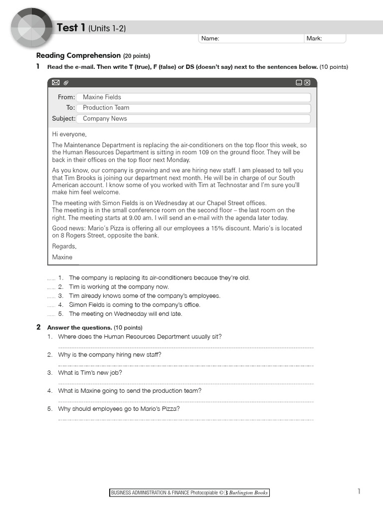 Reading Unit 1 | PDF