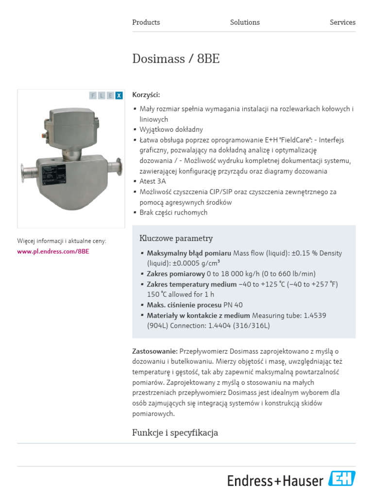 Endress-Hauser Dosimass 8BE PL | PDF