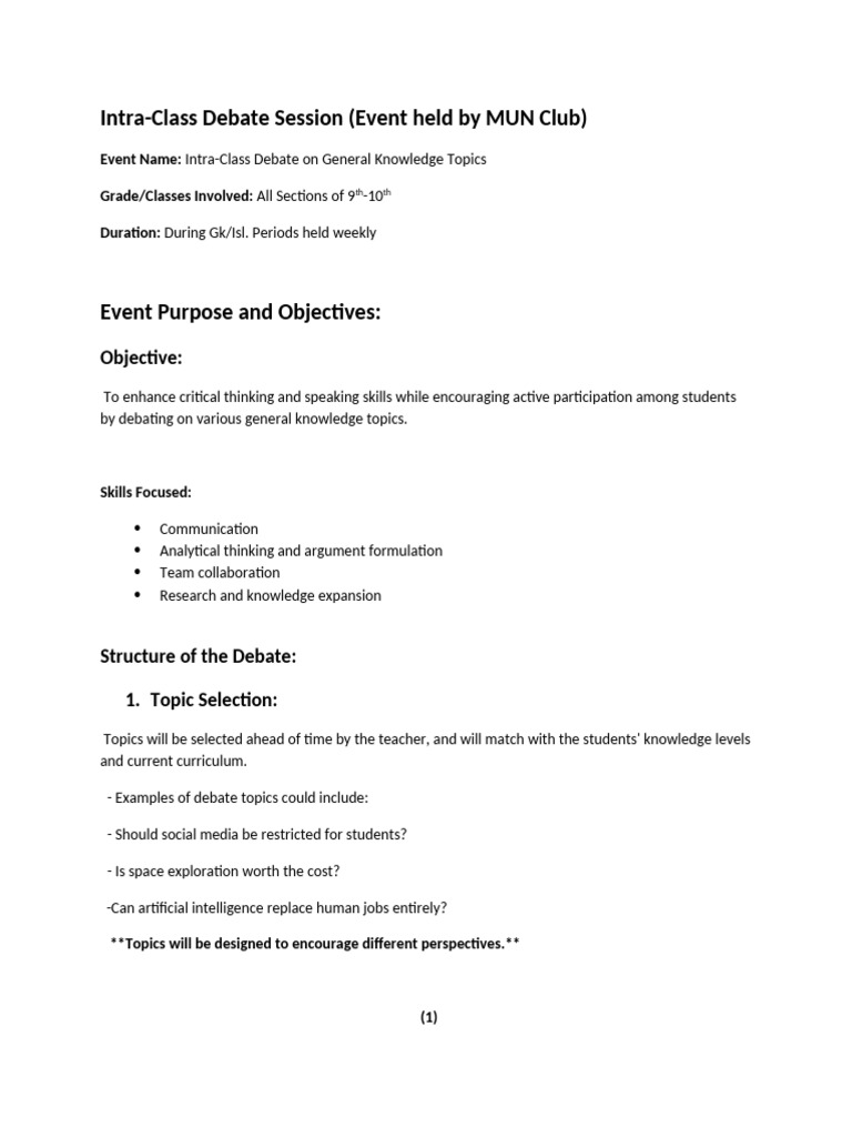 IntraClass Debates (MUN) | PDF | Art