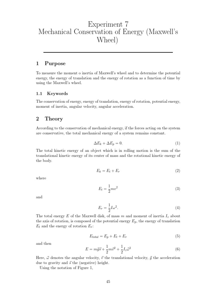 Maxwell's Wheel Energy Experiment Report | PDF | Spacetime | Physical ...