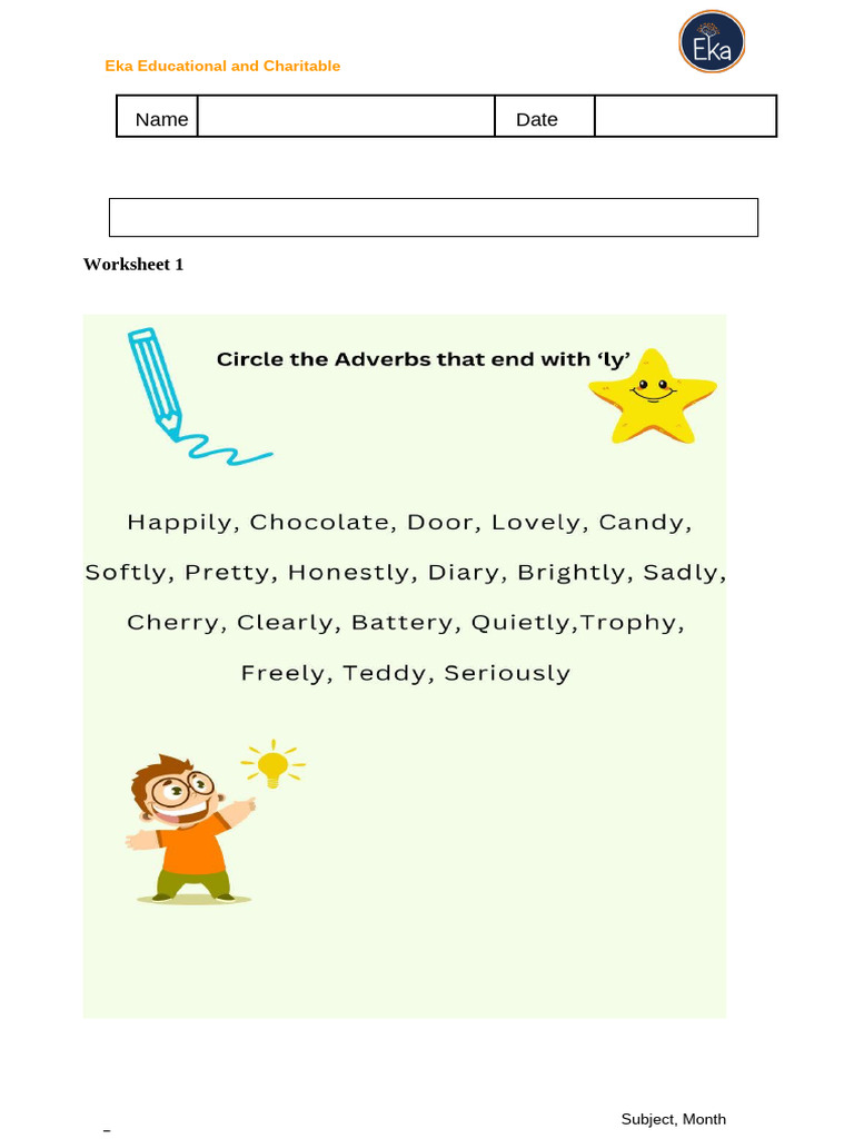 Adverbs Ending With-Ly WORKSHEET | PDF