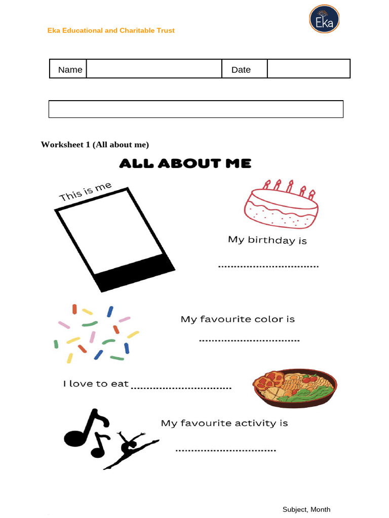 AL 1 All About Me Worksheet | PDF