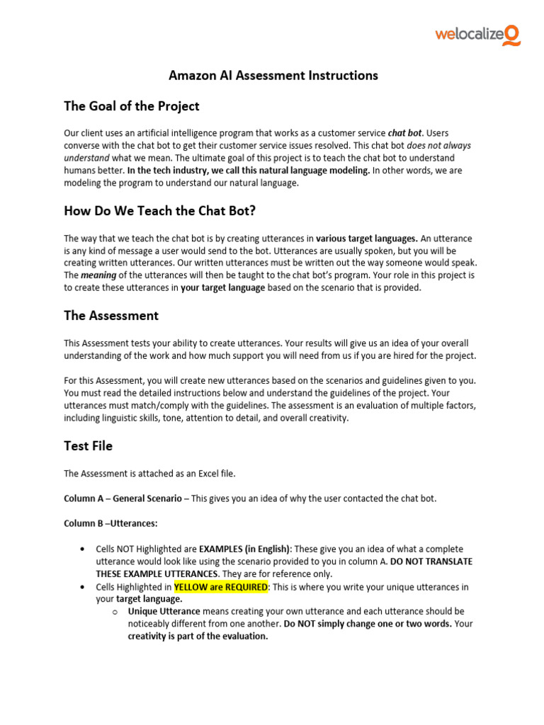 Amazon AI Chat Bot Assessment Guide | PDF | Artificial Intelligence ...