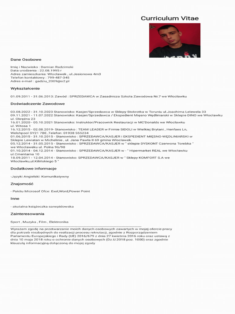 1CV Damianradzimski | PDF