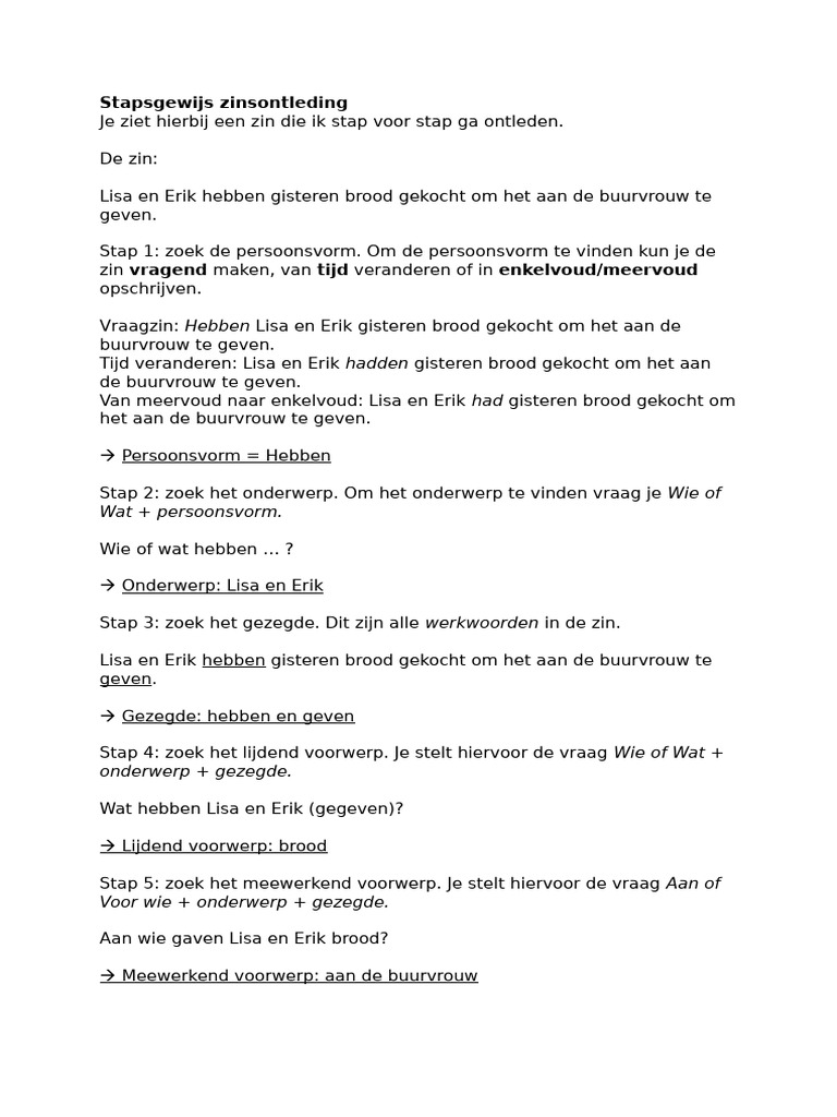 Stapsgewijs zinsontleding | PDF