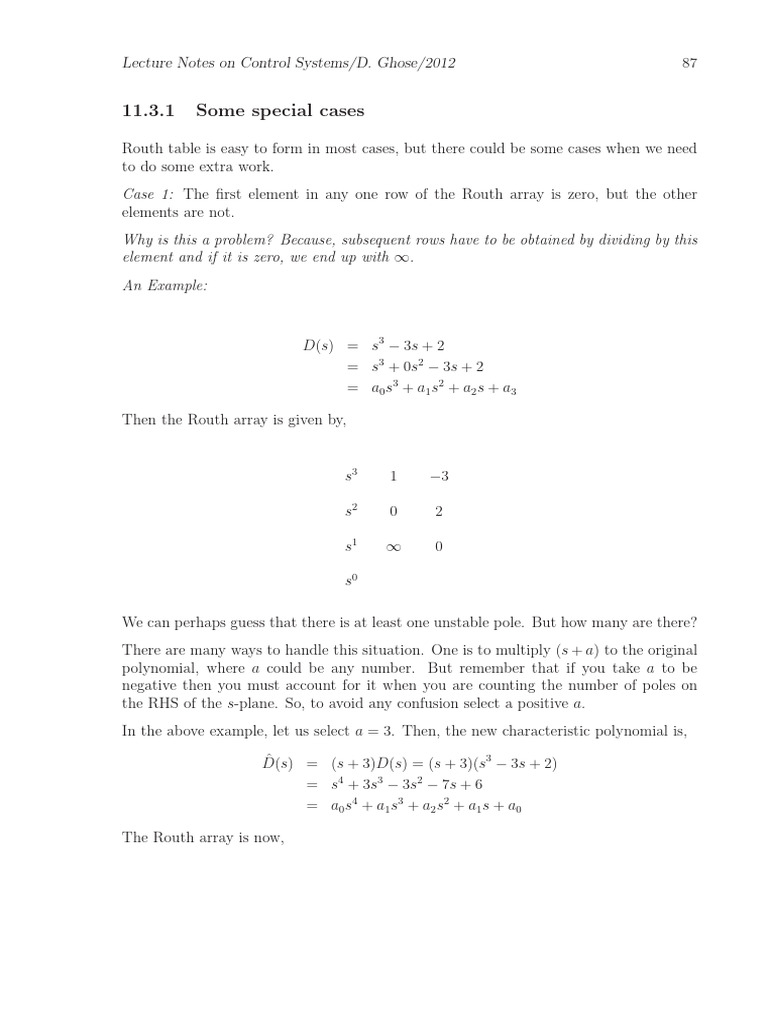 Routh Criterion 2 | PDF | Zero Of A Function | Algorithms