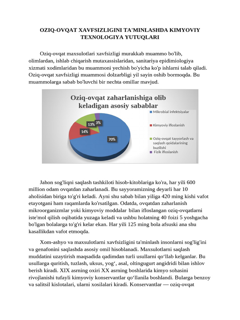 Oziq-Ovqat Xavfsizligi Tezis | PDF