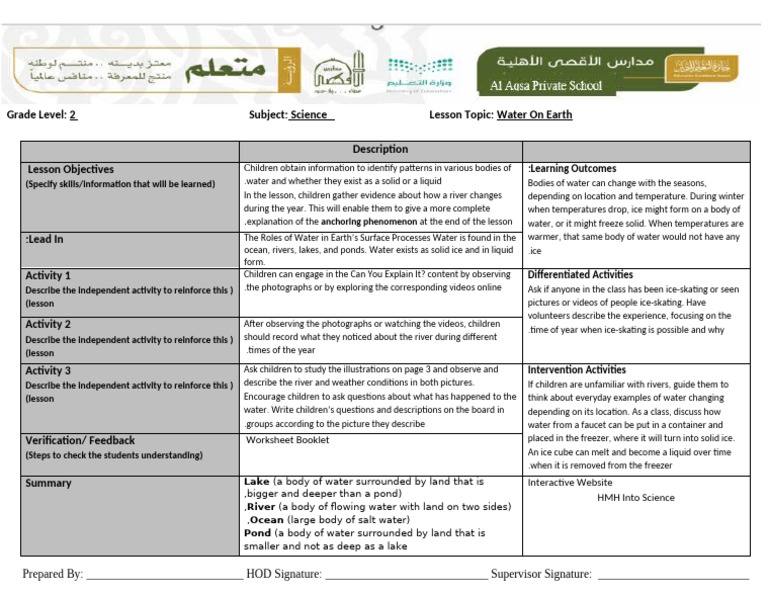 Grade 2 Weekly Lesson Plan 10 Term 1 | PDF | Water | Ice