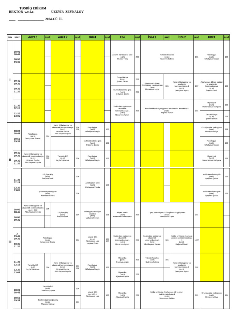 CƏDVƏL 2024-2025 Payiz | PDF