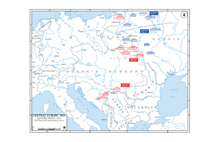 Central Europe, 1914,, Eastern Front, War Plans and Concentration Areas ...