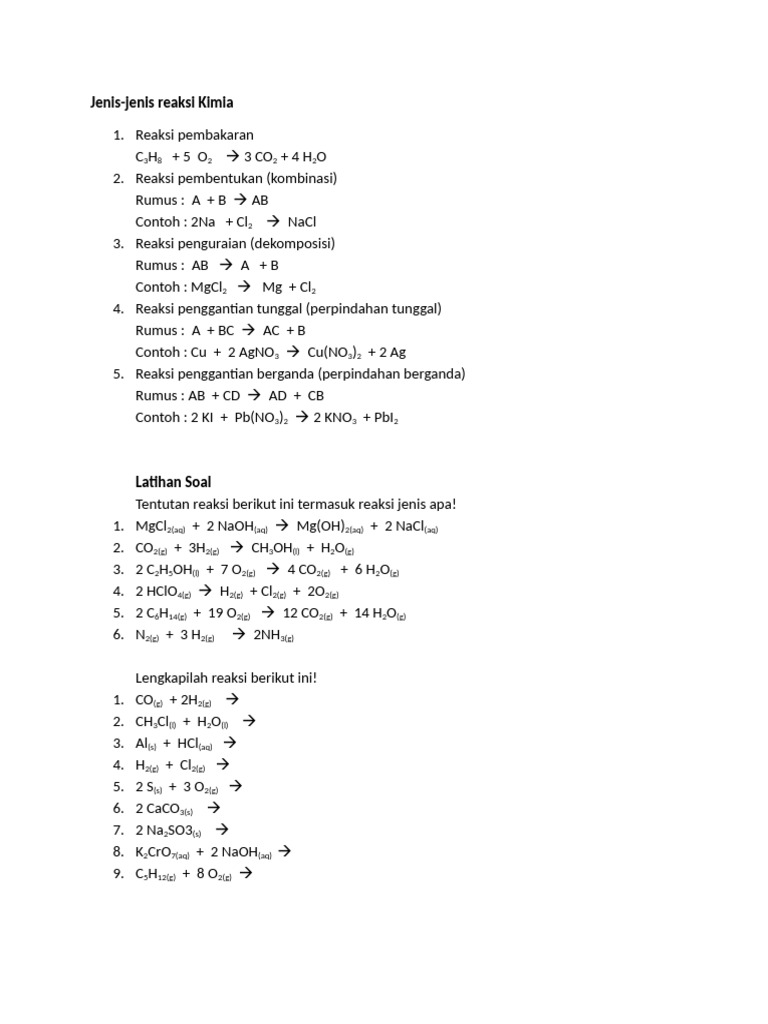 Jenis Reaksi Kimia | PDF