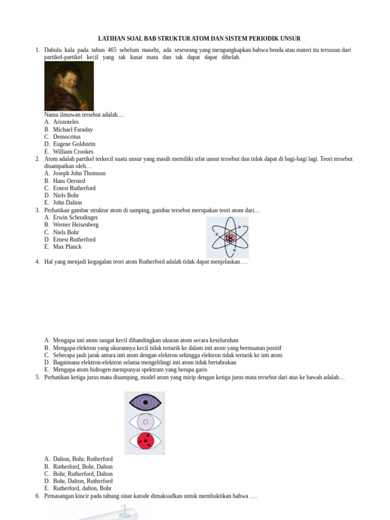 Latihan Soal Bab Struktur Atom Dan Sistem Periodik Unsur | PDF