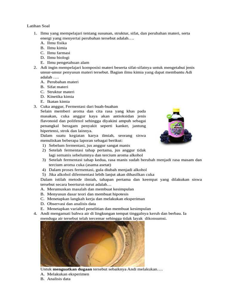 Latihan Soal Semester Gasal Kimia Kelas X | PDF
