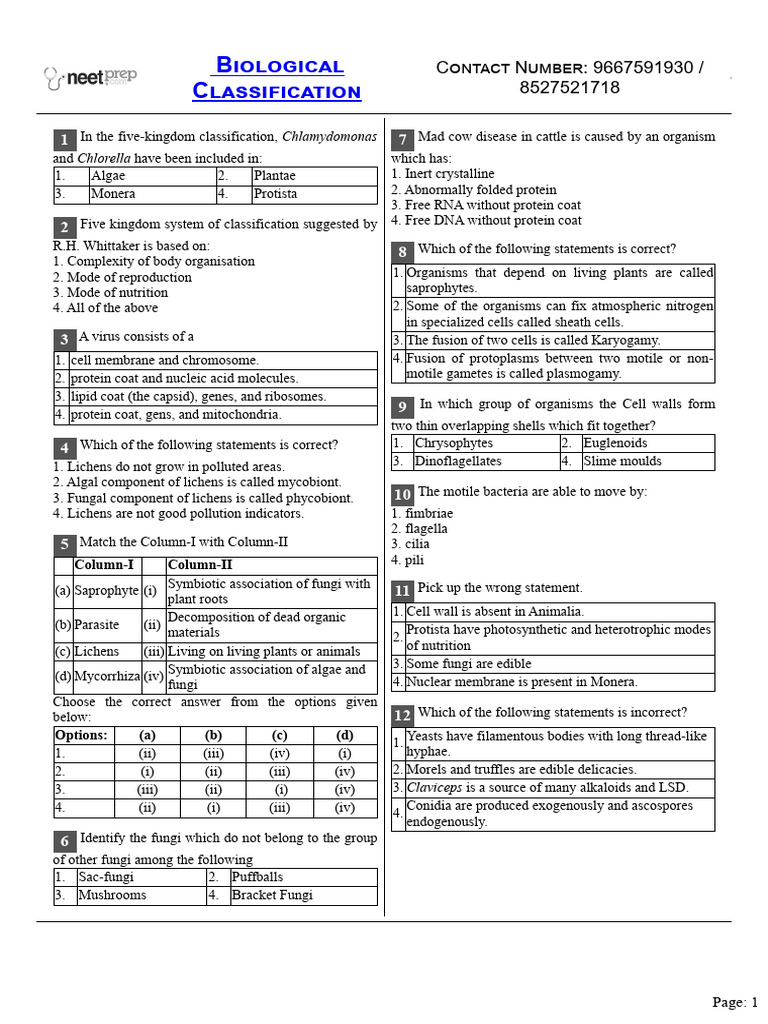 Biological Classification | PDF | Fungus | Cell (Biology)