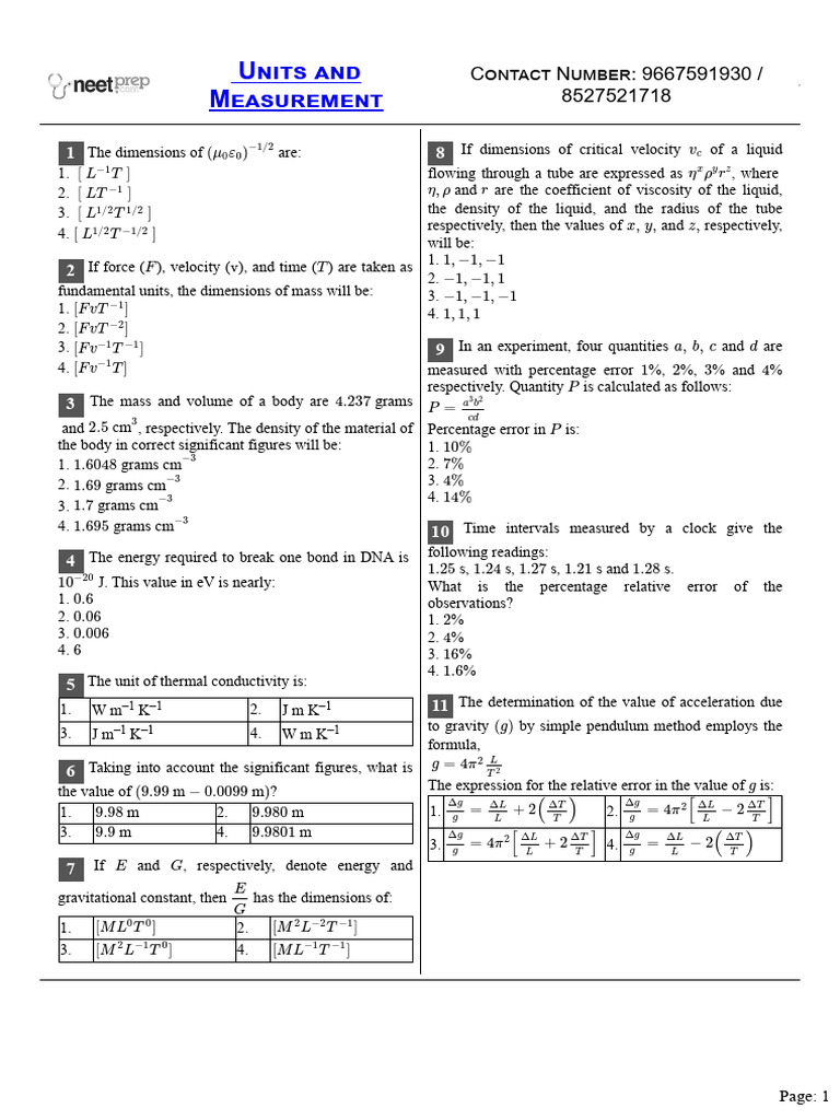 Dimensions and Measurements in Physics | PDF | Physical Quantities ...