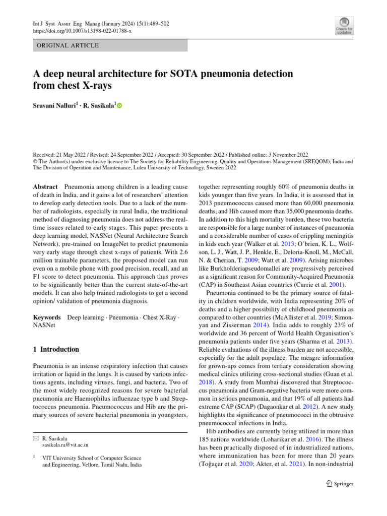 A Deep Neural Architecture For SOTA Pneumonia Detection From Chest X Rays | PDF | Applied ...