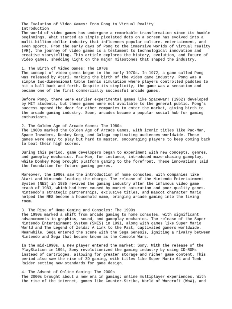 The Evolution of Video Games From P | PDF | Nintendo | Video Game Consoles