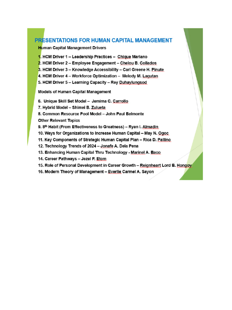 HCM Report | PDF