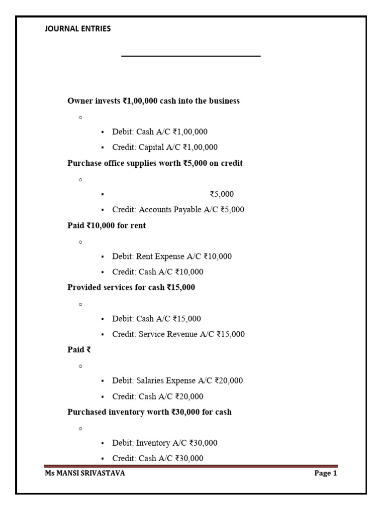 Some Basic Journal Entries | PDF | Debits And Credits | Expense