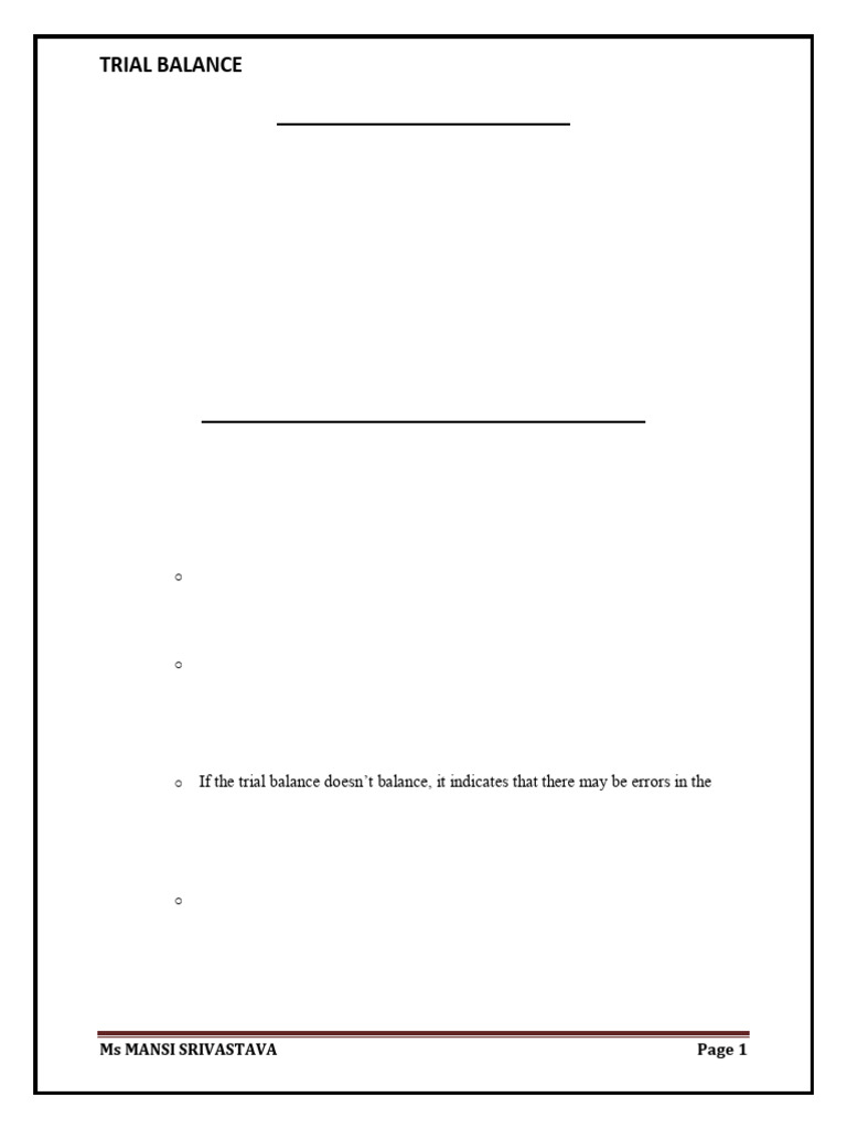 Trial Balance | PDF | Debits And Credits | Bookkeeping