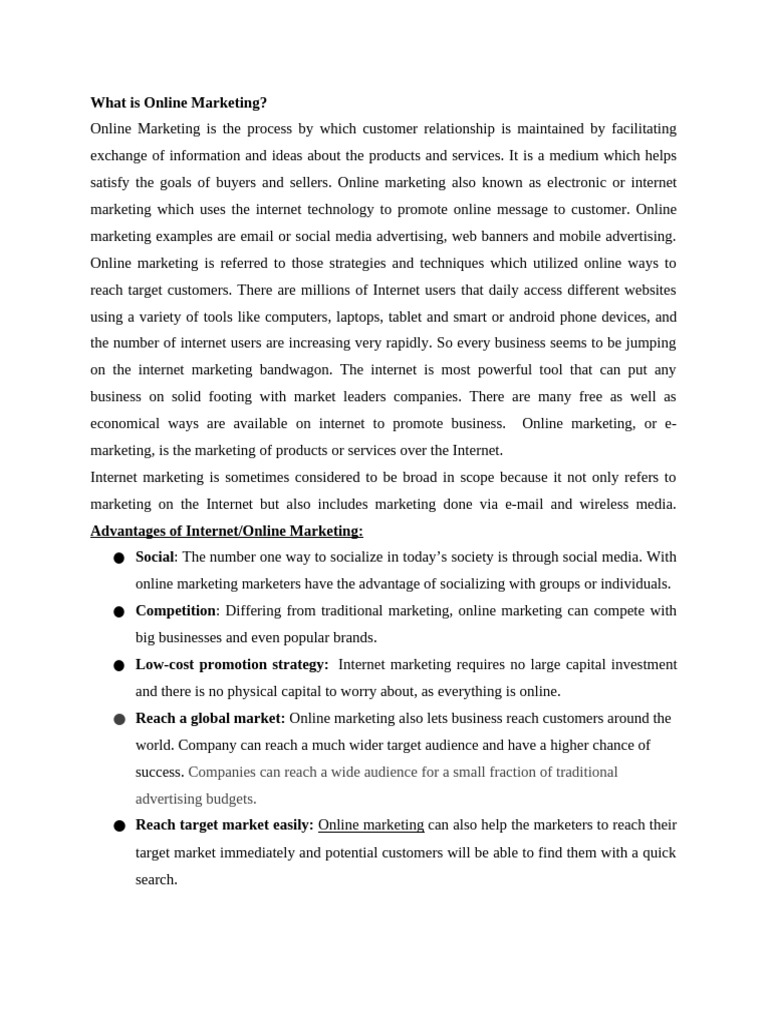 Online Marketing: Pros and Cons | PDF | Online Advertising | Internet