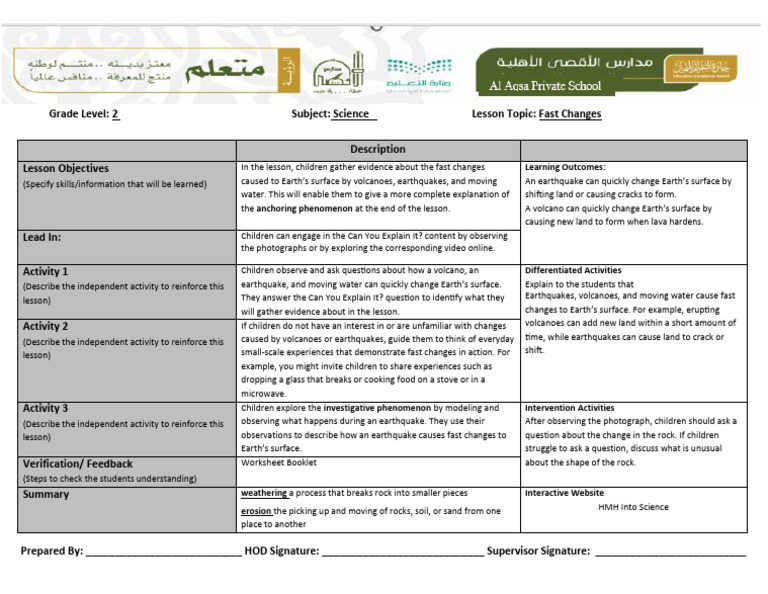 Grade 2 Science Weekly Plan 2 Term 3 | PDF | Volcano | Earth