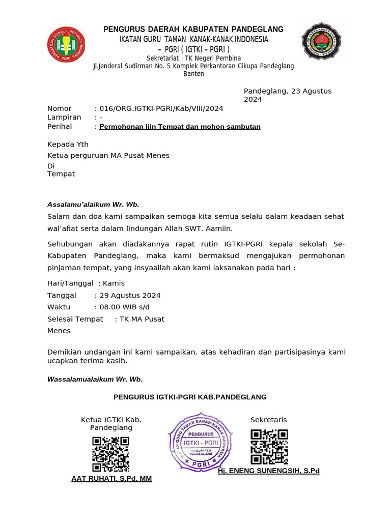 Surat Permohonan Ijin Tempat | PDF