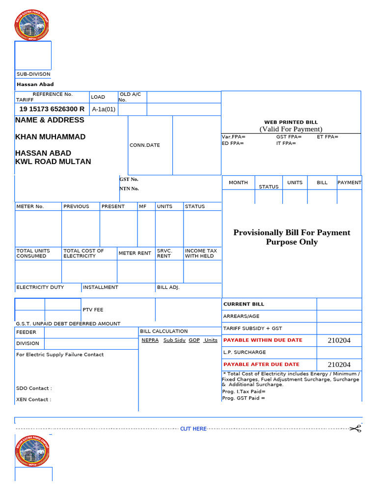 Bill Format General Blank | PDF | Fee | Value Added Tax