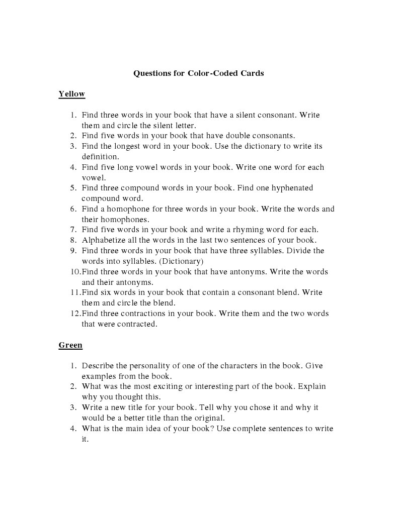 Color-Coded Questions | PDF | Consonant | Syllable