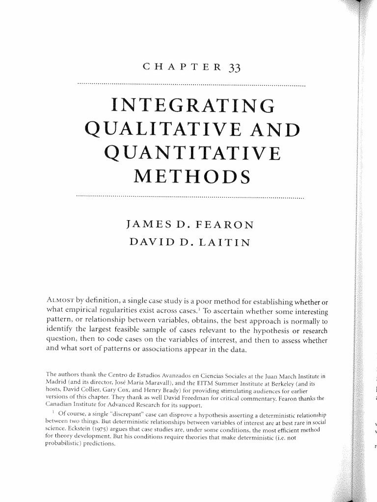 Integrating Cualitative and Cuantitative Methods | PDF