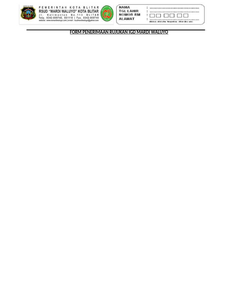 3#form Penerimaan Rujukan Igd Mardi Waluyo | PDF