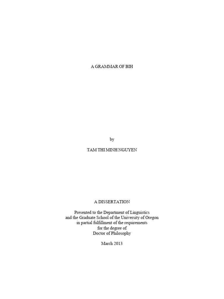 Bih, A Grammar of (Nguyen) | PDF | Word | Noun