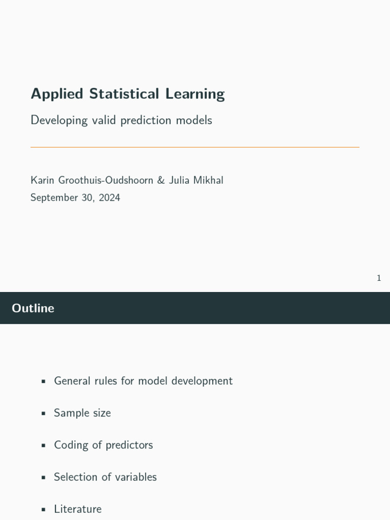 Developing Prediction Models w5 2024 | PDF | Dependent And Independent Variables | Regression ...