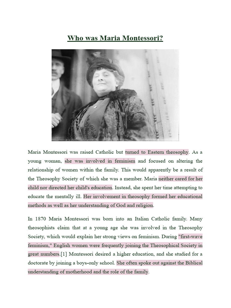 Who Was Maria Montessori | PDF | Theosophy | Soul