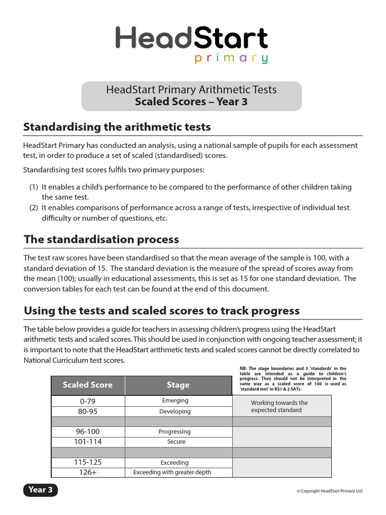 Y3 Arith Tests Conversion Tables | PDF | Standard Deviation