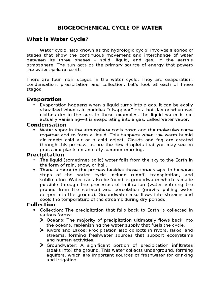 Biogeochemical Cycle of Water | PDF | Water Cycle | Water