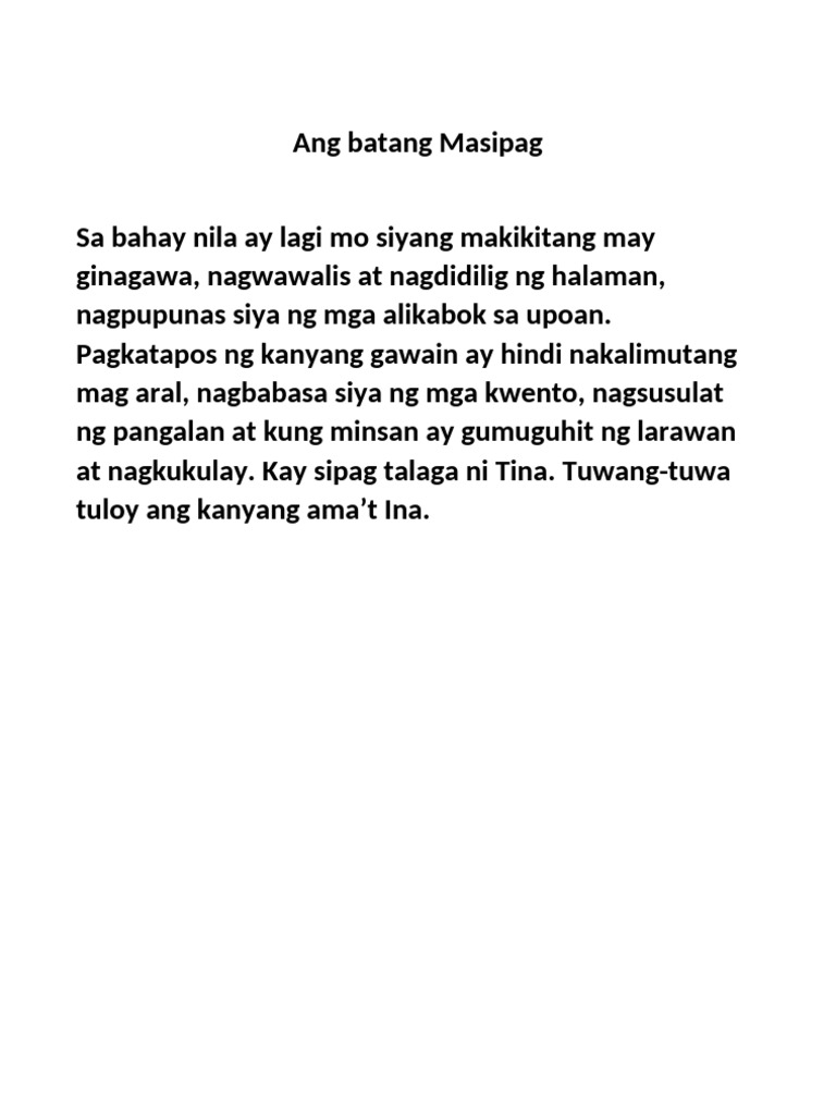 Ang Batang Masipag | PDF
