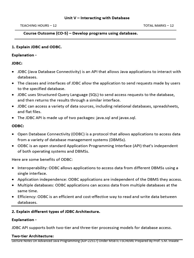 Unit 5 Notes On Ajp 22517 Part 1 | PDF | Databases | Computing