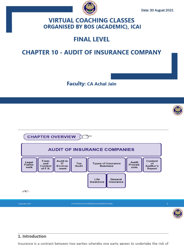 Audit of Insurance Companies: Overview | PDF | Insurance | Audit