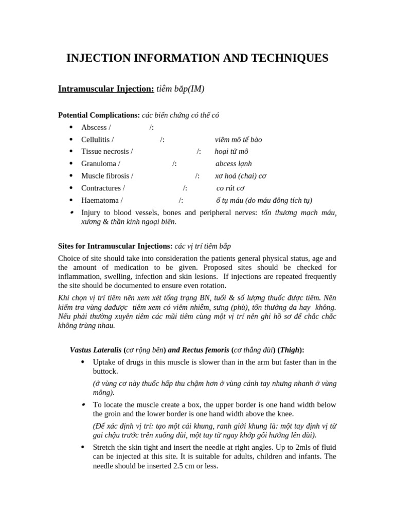 Injection Information and Techniques | PDF