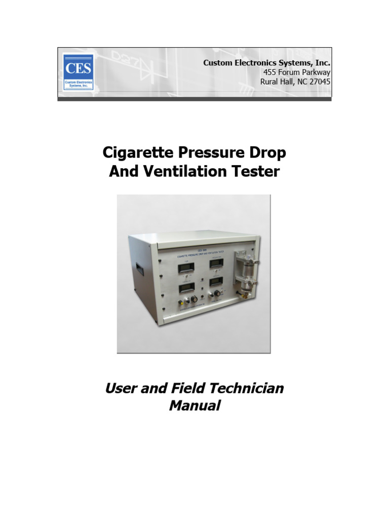 Owner's Manual - Cigarette Pressure Drop and Ventilation Tester (CES ...