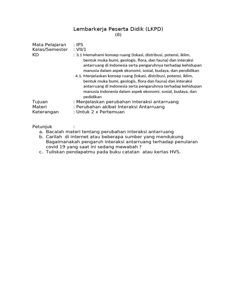 LKPD 8 | PDF