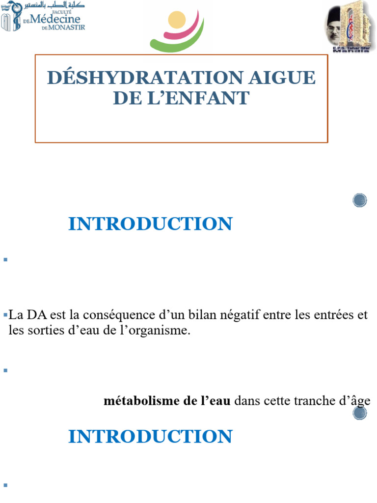 Cours Déshydratation 2024 | PDF | Déshydratation (médecine) | Médecine ...