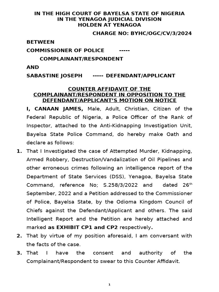 Sabastine Joseph CA | PDF | Double Jeopardy | Bail