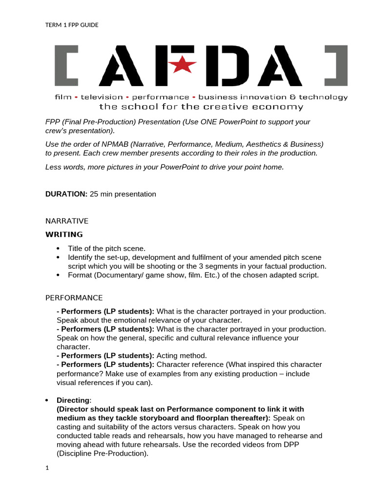 Presentation Guide FPP Term 1 | PDF