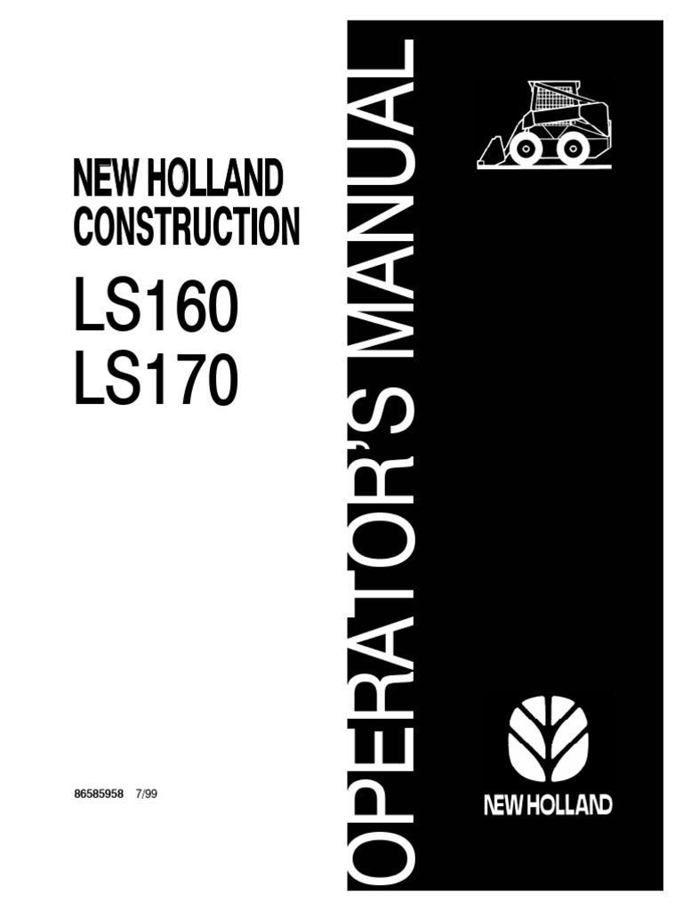 New Holland Ls160 Ls170 Operators Owners Maintenance Manual Skid Steer ...