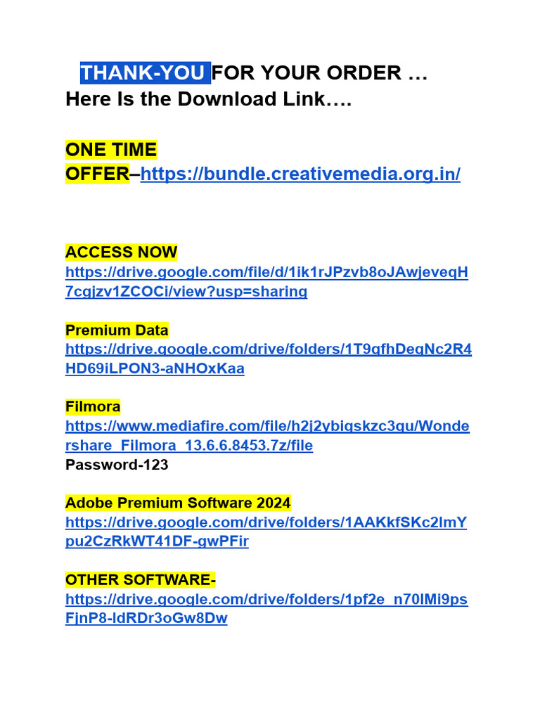 Digital Product Download Links | PDF | Application Software | Computing